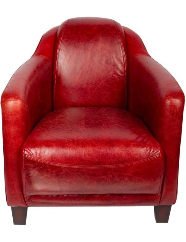 fauteuil cuir véritable rouge confort meubles salon