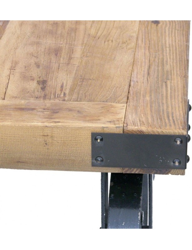 Table bois recyclé sur roues basse type industriel