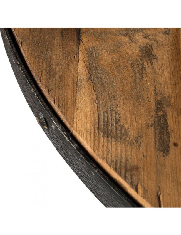 Table bar haute ronde bois recyclé industriel pied réglable