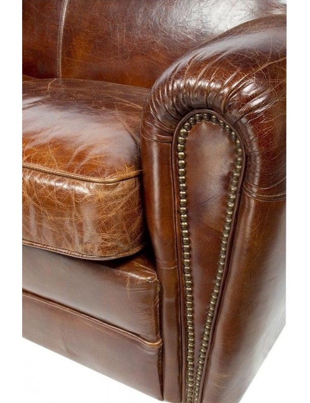 canapé 100 % cuir club housse marron