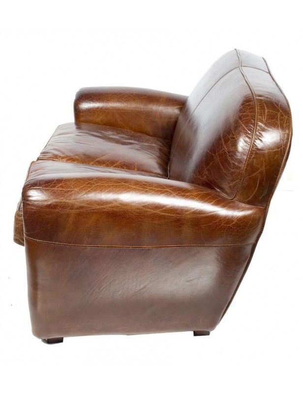 canapé 100 % cuir club housse marron